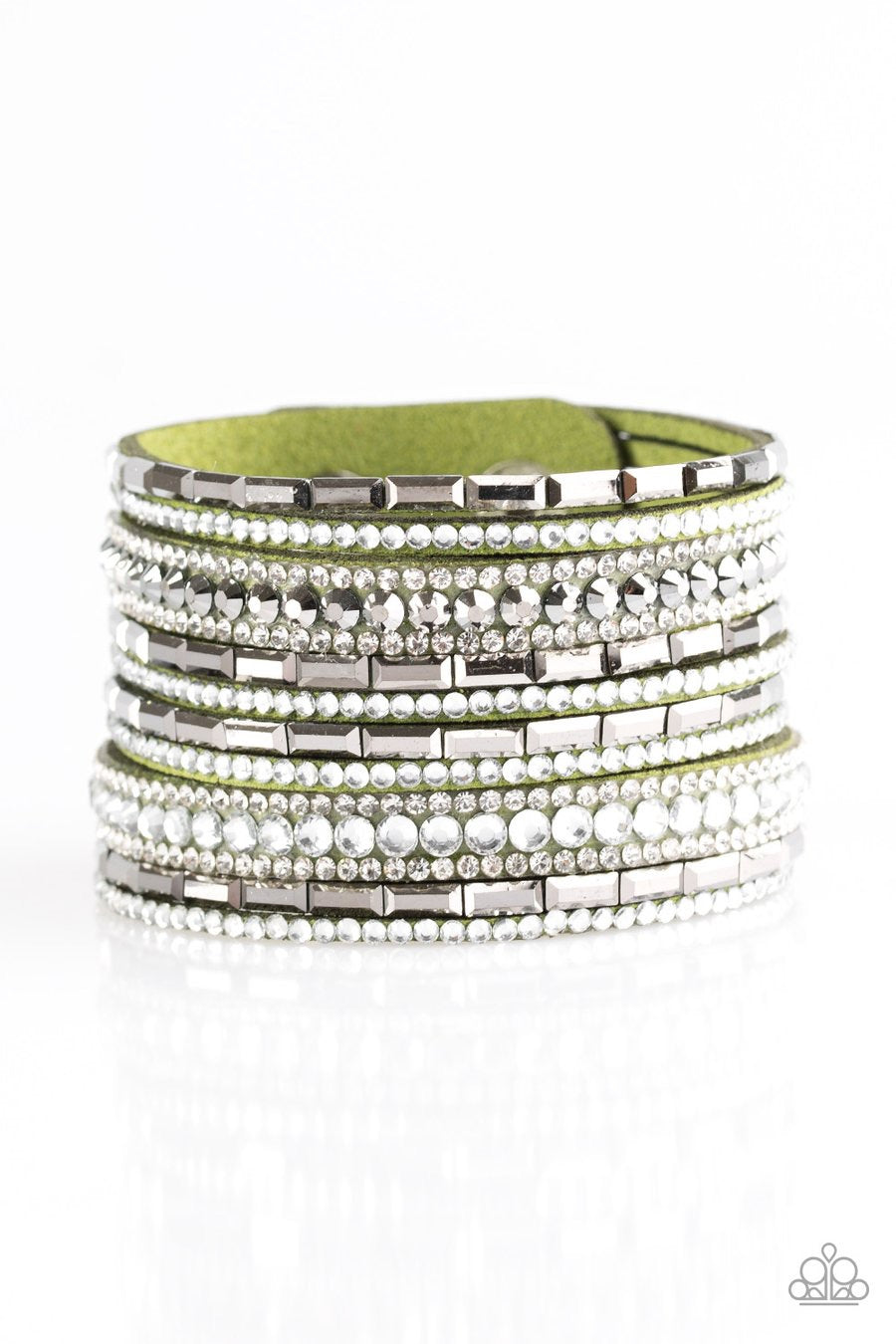 Paparazzi Wham Bam Glam - Green - White and Smoky Rhinestones - Wrap ...