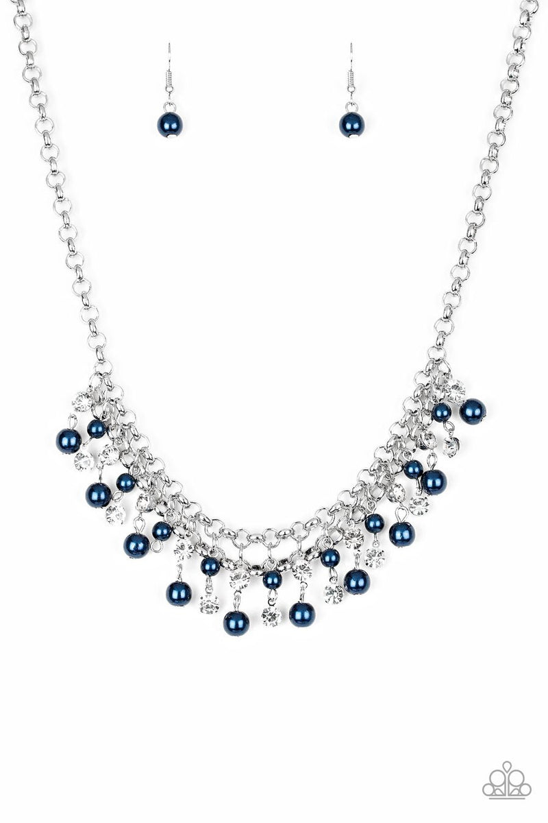 Paparazzi You May Kiss the Bride - Blue Pearls - Silver Necklace and m ...