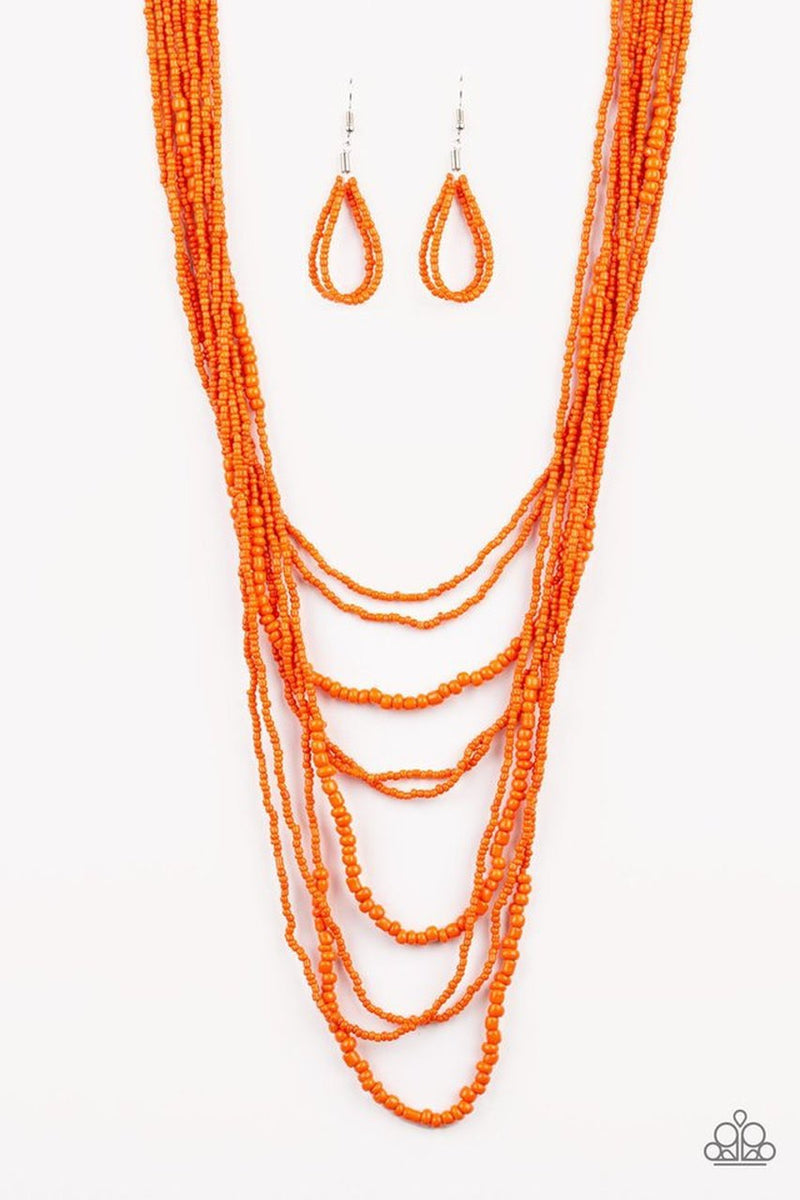 Paparazzi Totally Tonga - Orange - Seed Beads - Necklace & Earrings ...