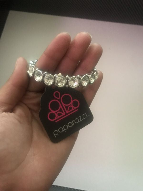 Paparazzi Sugar Coated Sparkle White Rhinestone Stretch Bracelet Exclu Glitzygals5dollarbling Jewelry Boutique