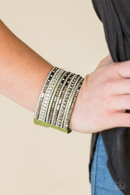 Paparazzi Wham Bam Glam - Green - White and Smoky Rhinestones - Wrap ...