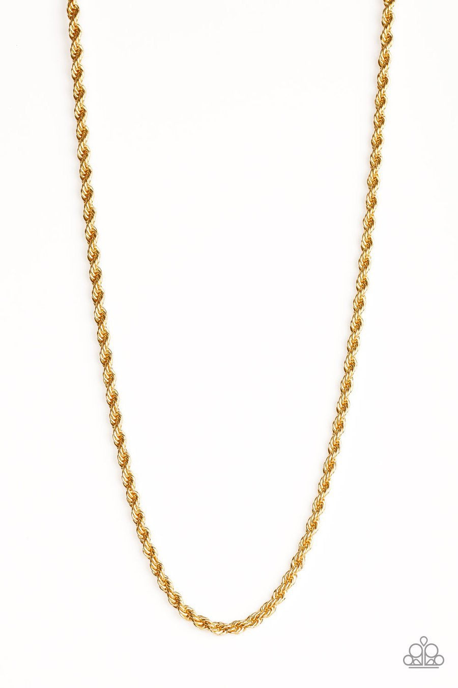 Paparazzi Double Dribble - Gold - Thick Rope Chain Necklace - Men's Co ...