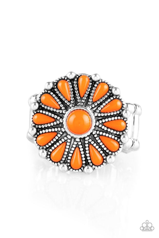 Paparazzi Poppy Pop-tastic - Orange - Studded Silver Frame - Ring ...